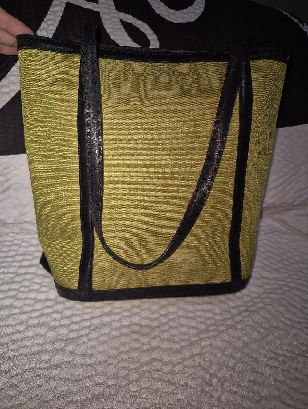 Maxx New York | Bags | Maxx New York Yellow Canvas Tote With Black Trim ...